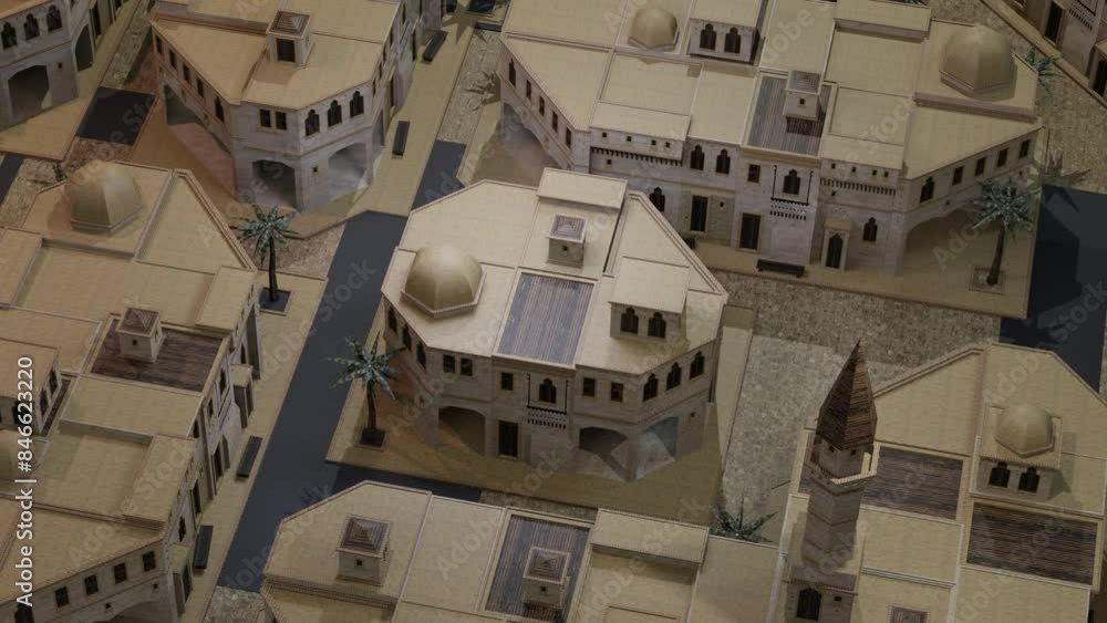 Generic old Arab city with arches, domes and towers 3D looping ...