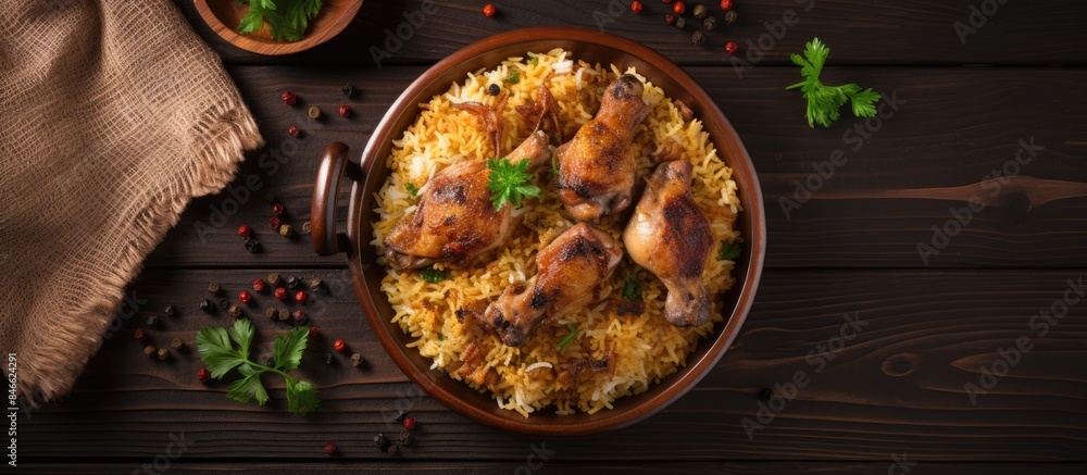 Top view image of Chicken Mandy, a traditional Saudi Arabian dish ...