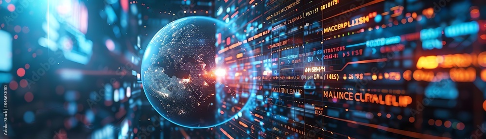 Global Ads Display Digital billboards on a 3D globe, symbolizing ...
