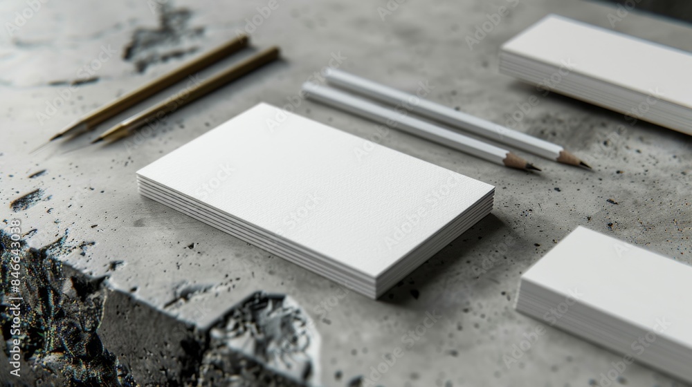 Sleek Modern Business Cards on Minimalist Concrete Surface with ...