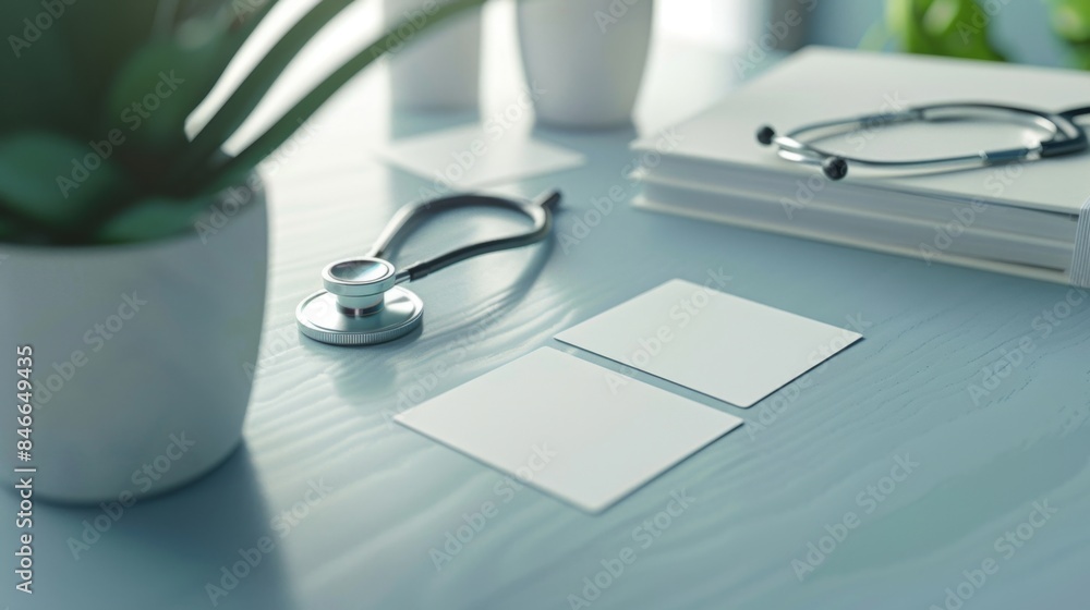 Professional Healthcare Concept with Stethoscope Business Cards and ...