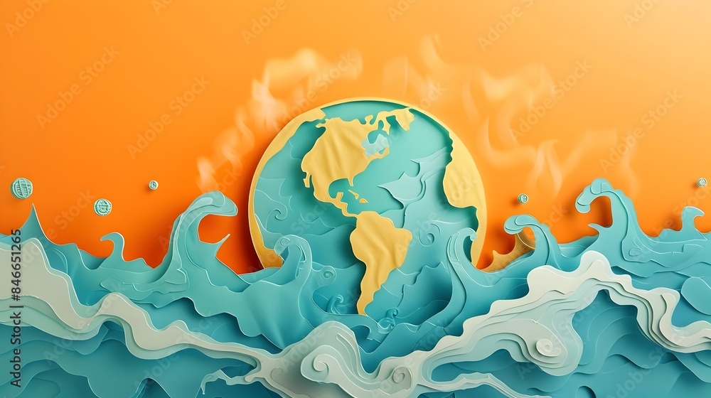 Dramatic Papercraft Planet Symbolizing Climate Crisis and Global ...