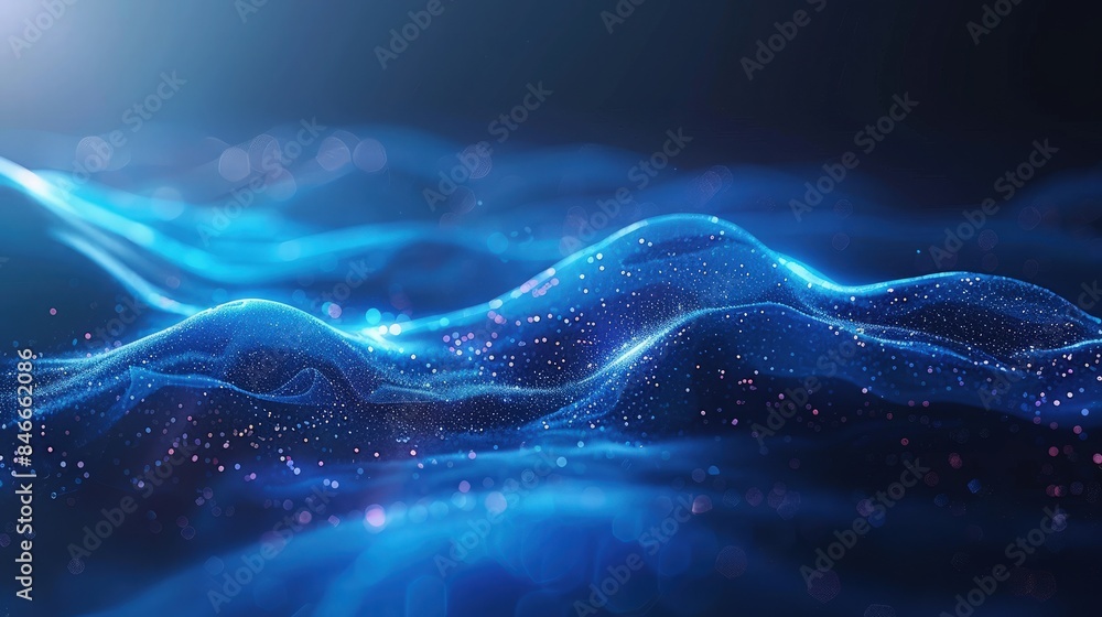Blue particles wave. Dark vibration fluid waves. Best for sound and ...
