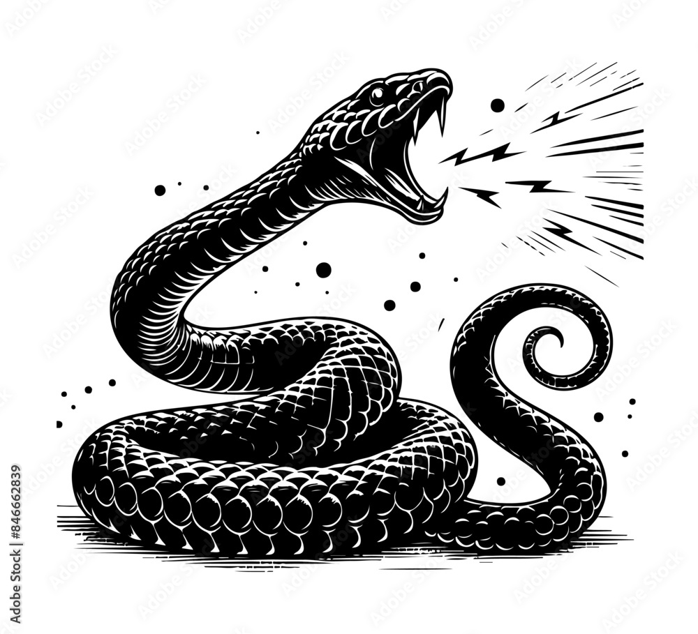 black mamba snake hand drawn vector graphic asset Stock Vector | Adobe Stock