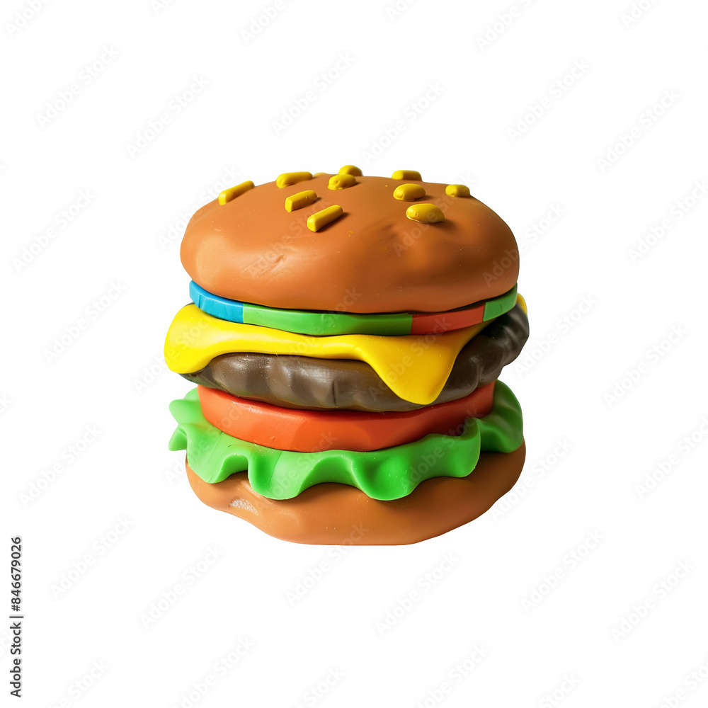 3D Render of Cheeseburger with Lettuce and Tomato, Isolated on White ...