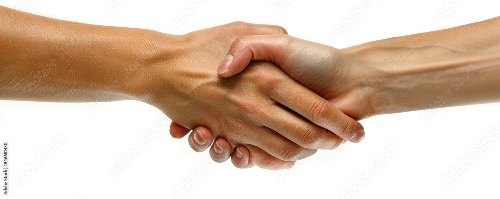 Two hands shaking in a handshake. Concept of trust and respect between ...