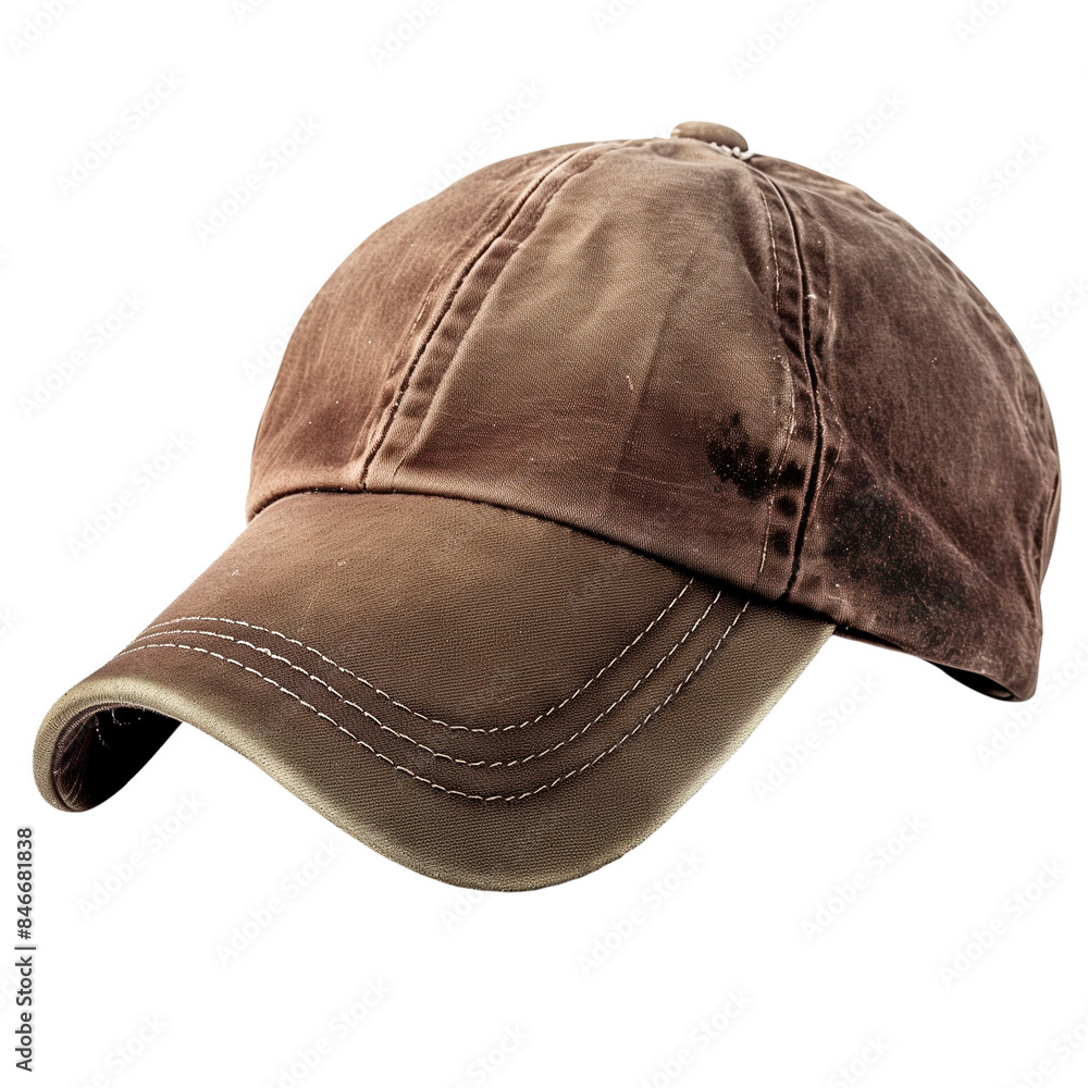 Distressed Brown Baseball Cap on Transparent Background. Distressed ...