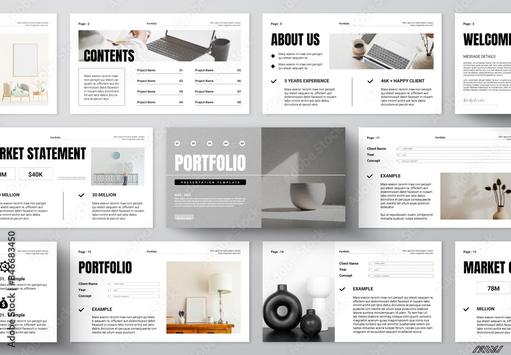 Minimal Portfolio Presentation Layout Stock Template | Adobe Stock