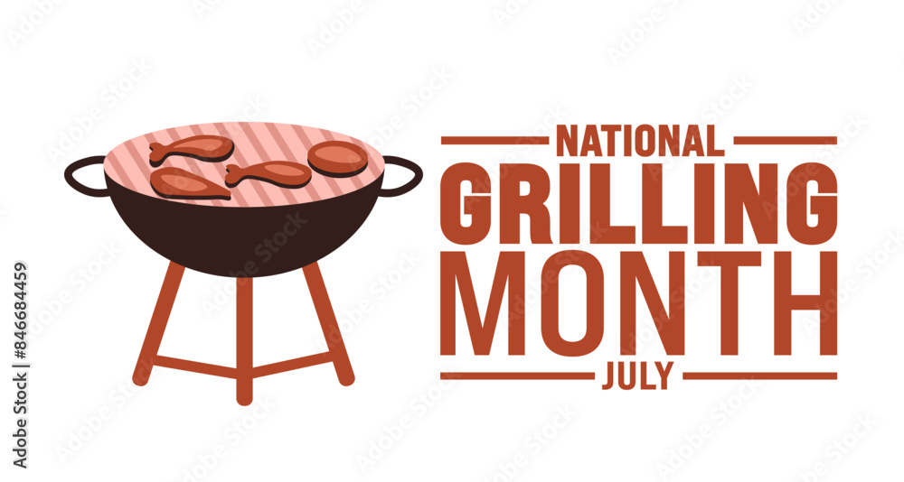 July is National Grilling Month background template. Holiday concept ...