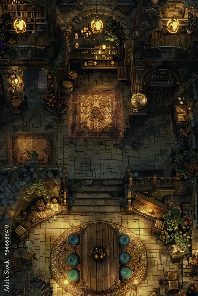 DnD Battlemap Alchemist Shop Enchanted Elixirs - Mystic potion bottles ...