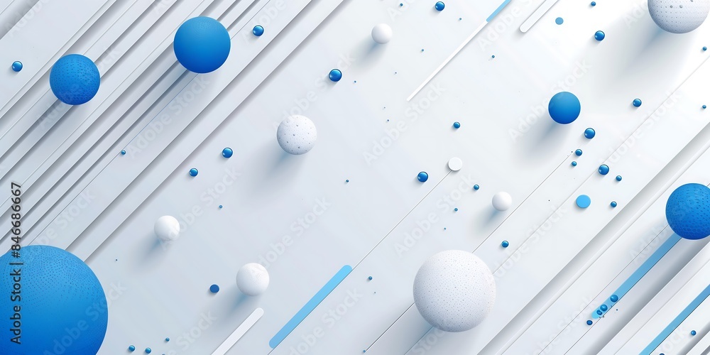 white background with diagonal lines and planet spheres for technology ...