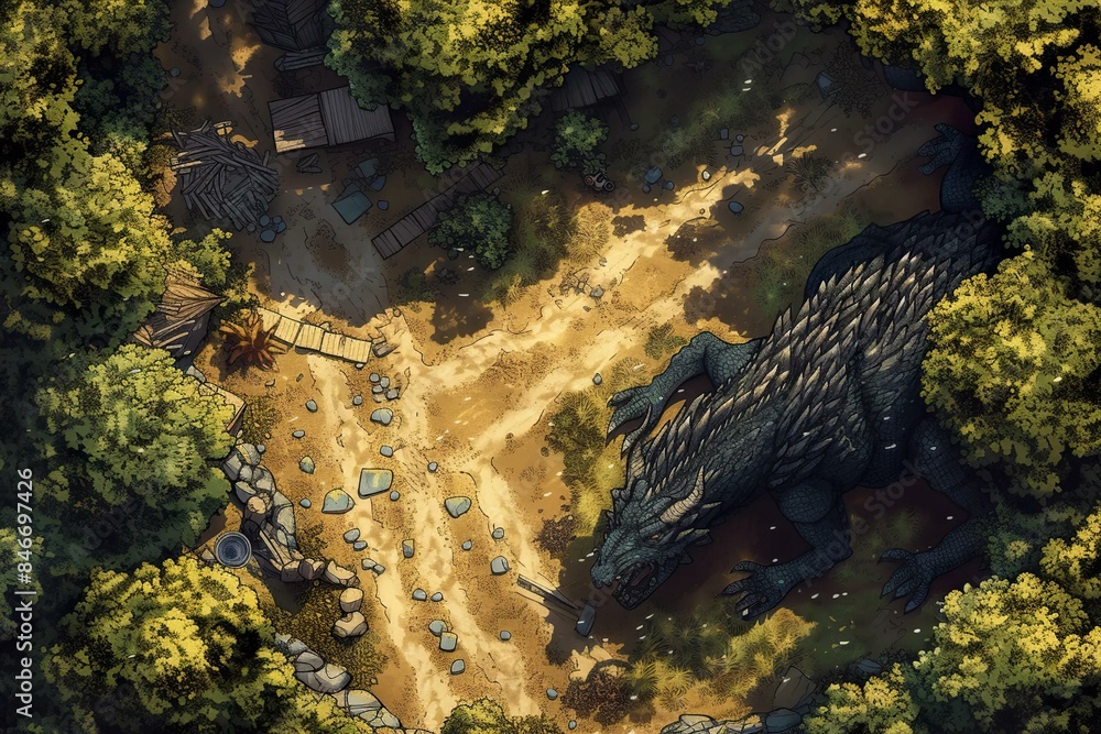 DnD Battlemap Battlefield against giant monster - Enormous monster ...