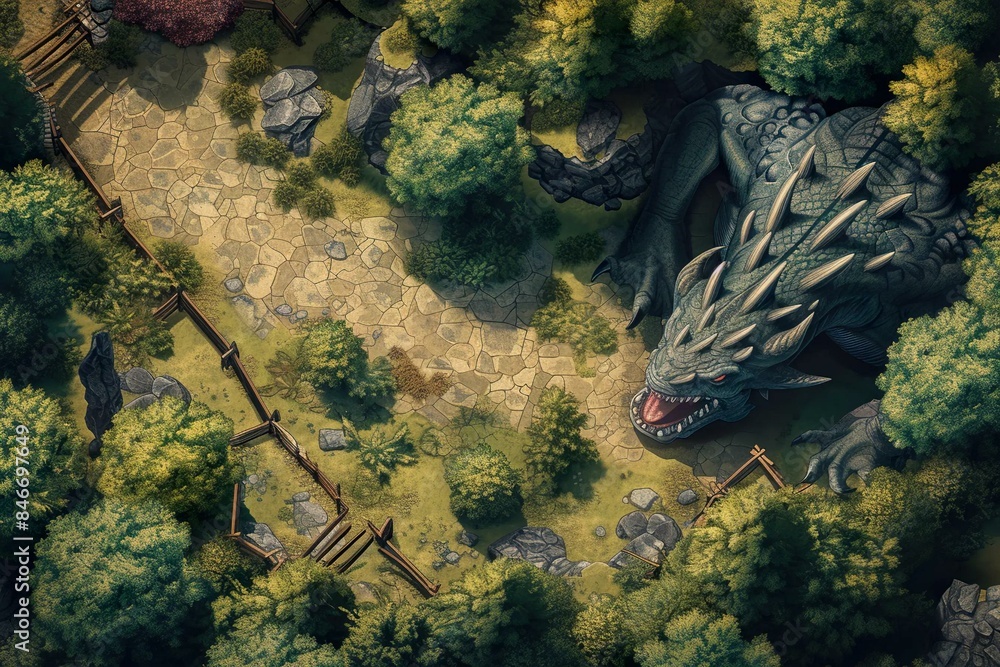 DnD Battlemap Battlefield Against Giant Mons: Epic Battle Scene with ...