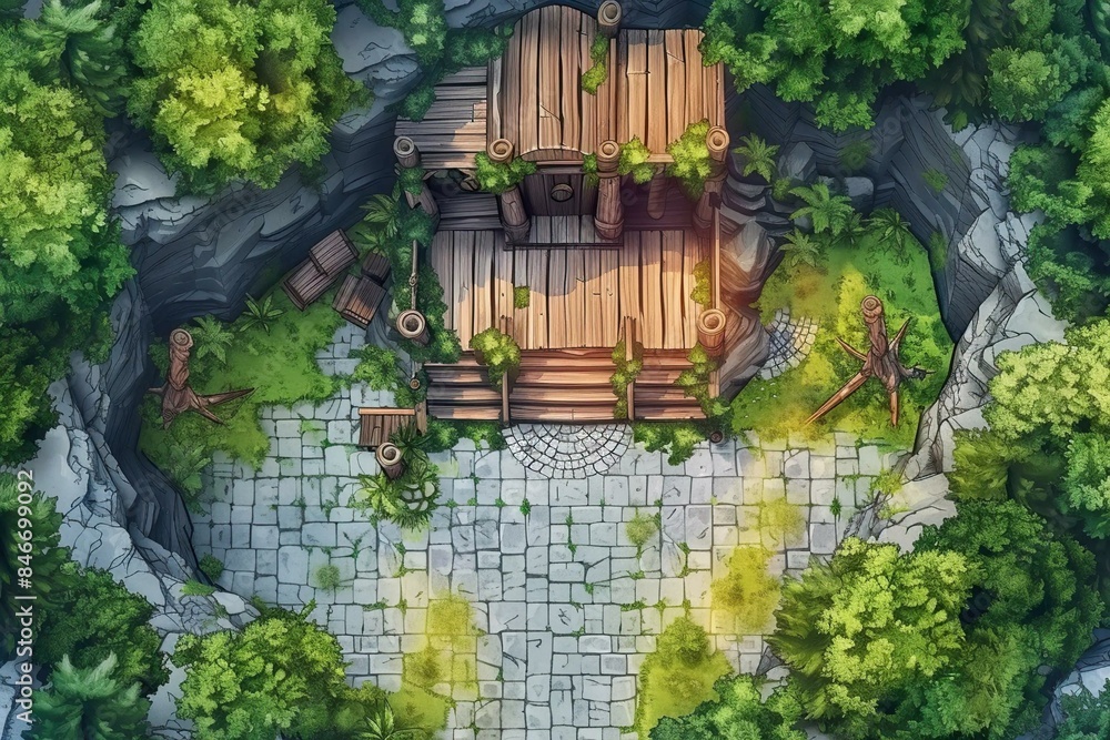 DnD Battlemap Bear Lair Battlemap: Overgrown forest clearing with ...