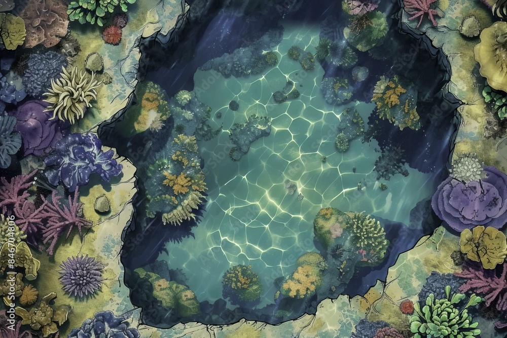 DnD Battlemap Coral Reef Battlemap. Diverse marine life in vibrant ...
