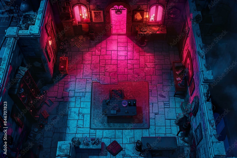 DnD Battlemap Cultists room battlemap for fantasy RPG. ilustração do ...