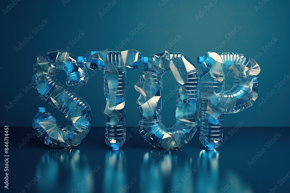 Stop Sign Made from Recycled Plastic Bottles, Highlighting Pollution ...