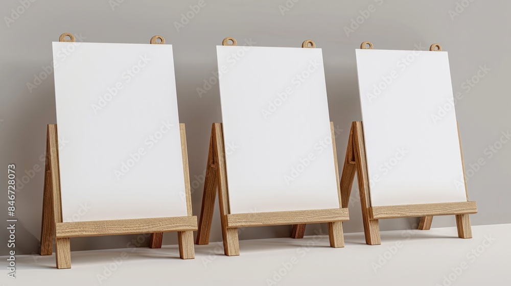 A4 vertical paper sheets and cards with stand icons for mockups, menus ...