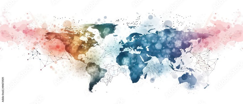 beautifully illustrated world map, connecting continents in a ...