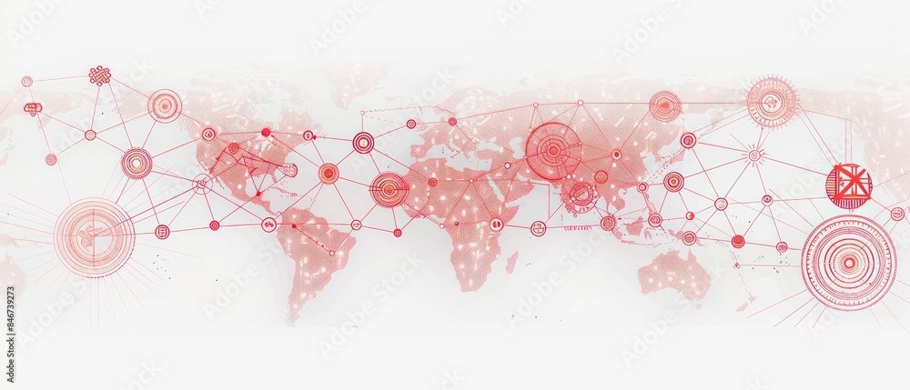 beautifully illustrated world map, connecting continents in a ...