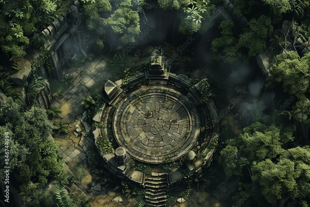 DnD Battlemap Jungle Temple Battlemap, dangerous ruins in a lush jungle. Stock Illustration ...