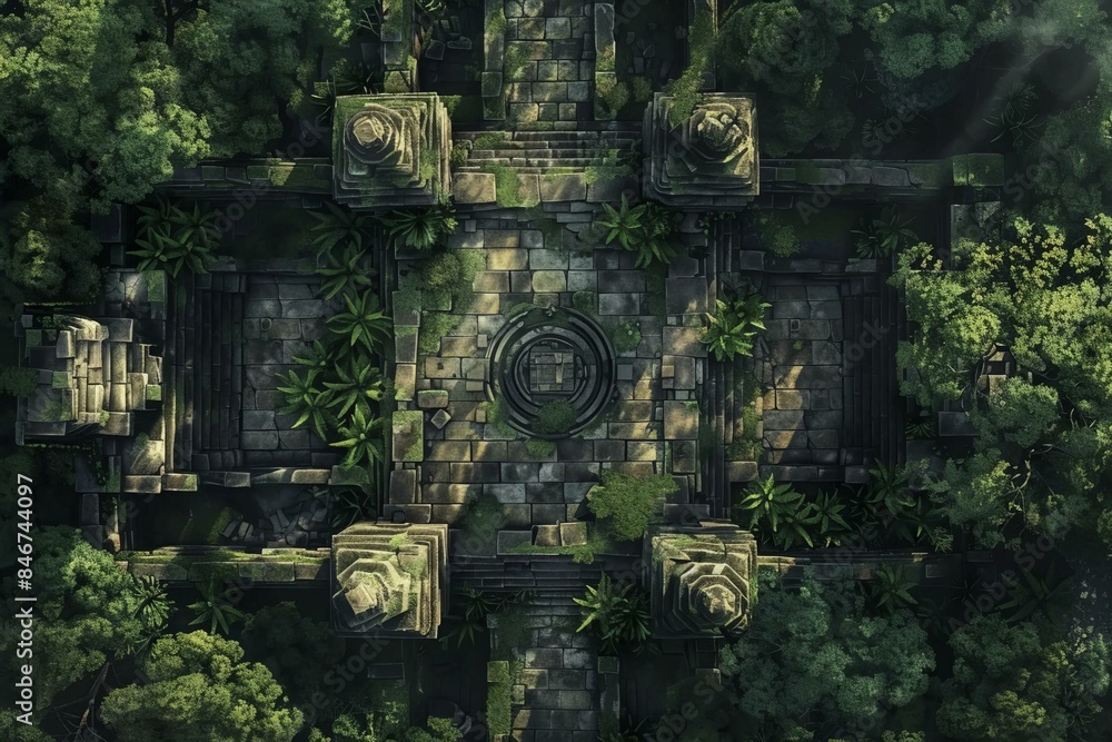 DnD Battlemap Jungle Temple Battlemap - Un fichier d'image représentant un temple dans la jungle ...