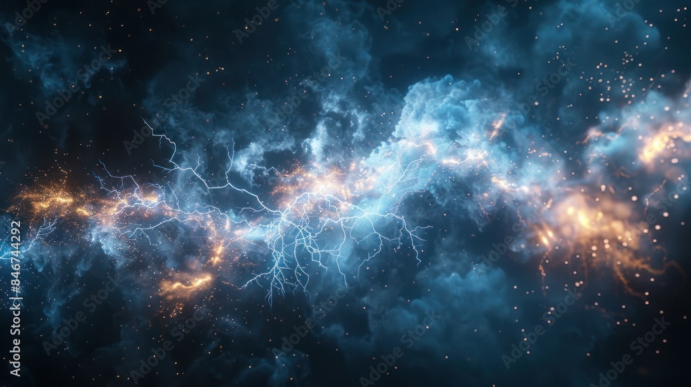 Dark background with lightning and thunder. Lightning forms the ...