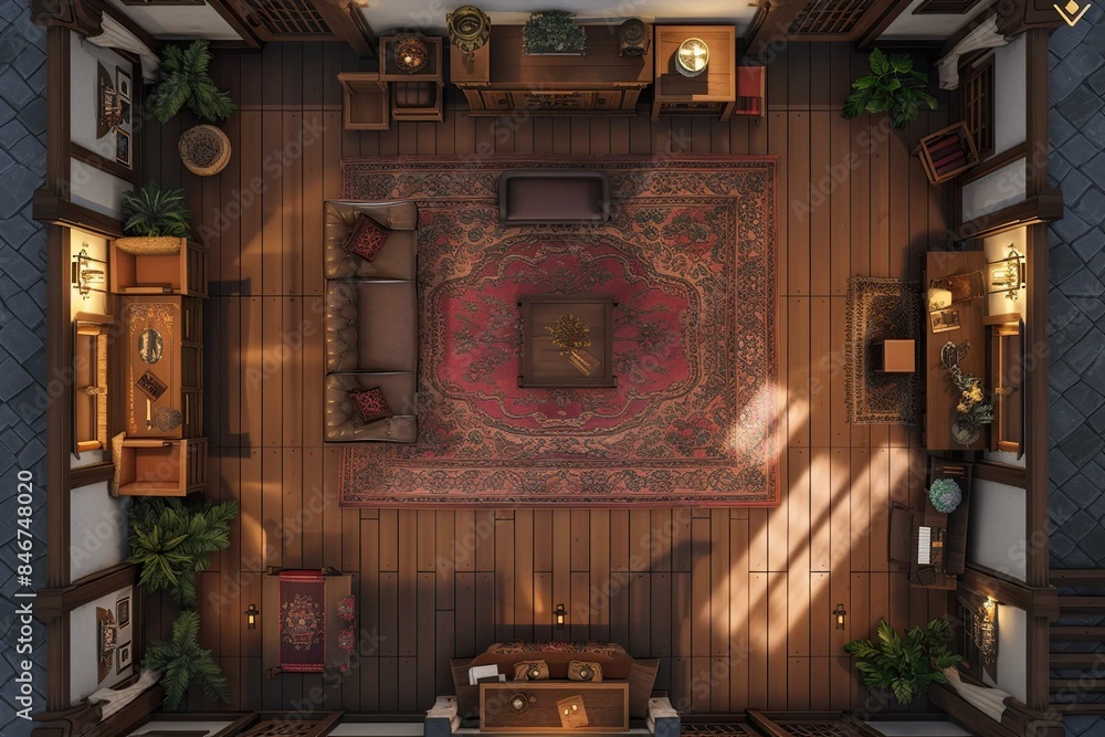 DnD Battlemap Mansion room battlemap, detailed interior for gaming ...
