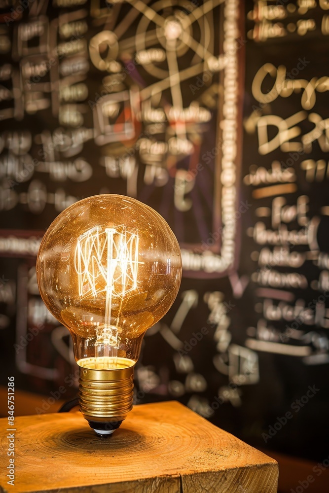 Science themed glowing lamp with mathematical formulas, symbolizing ...