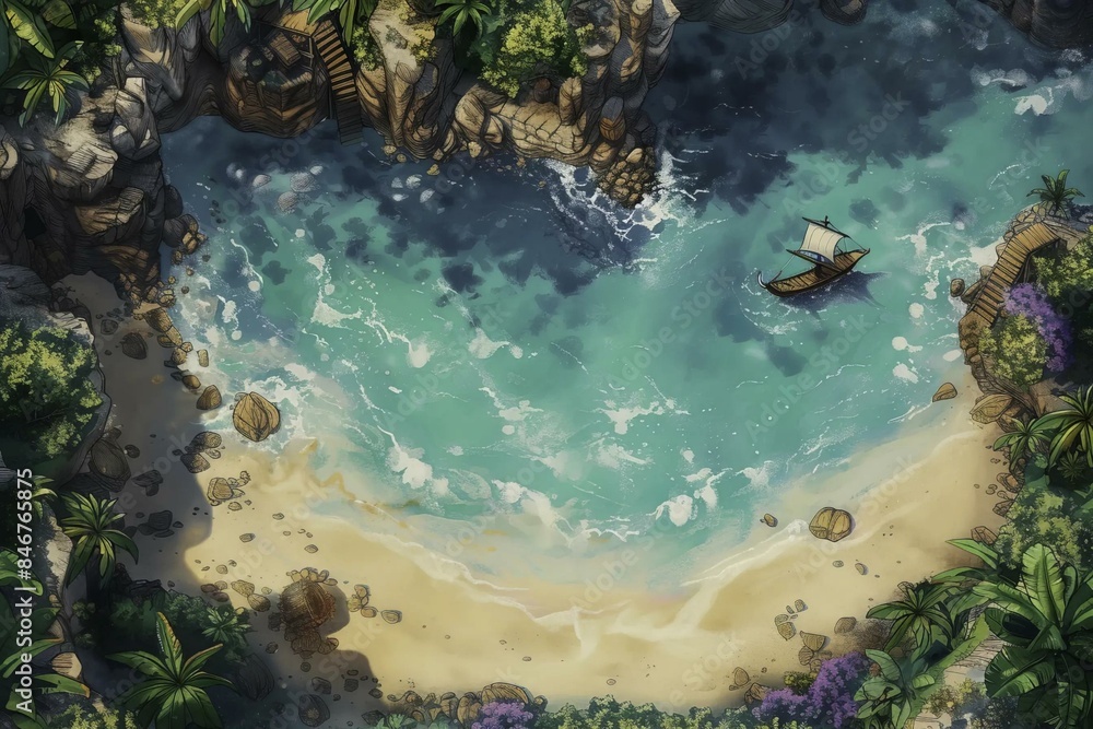 DnD Battlemap "Pirate Cove Battlemap" - Detailed map for swashbuckling ...