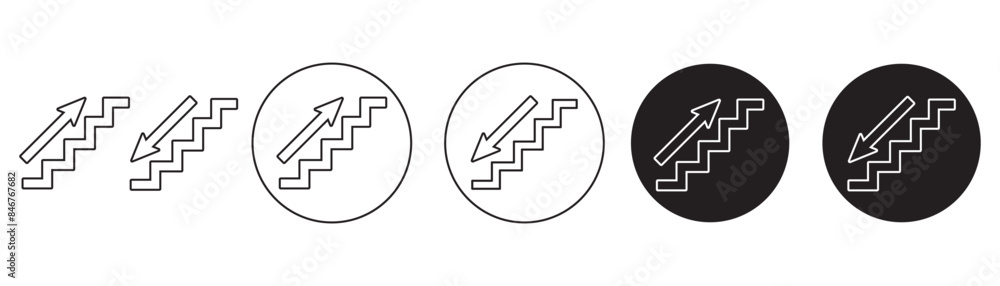 Stairs up, stairs down icon. direction outline icon. Stairway direction ...