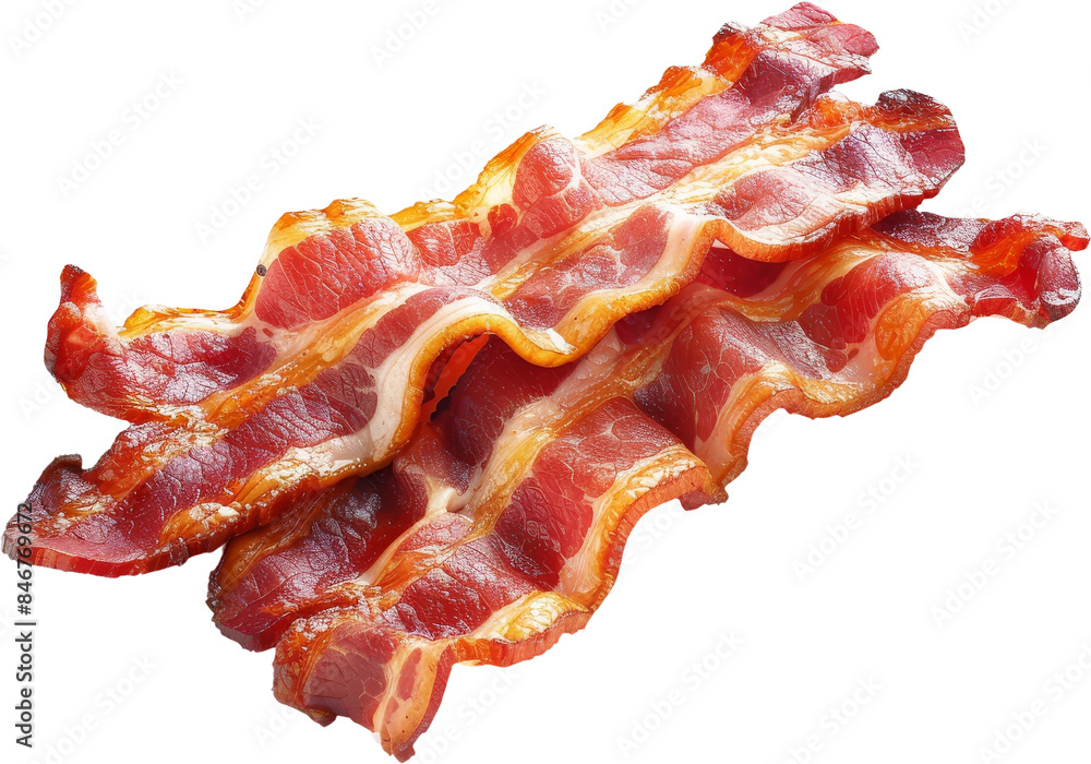 Crispy Cooked Bacon Strips, Isolated on transparent background, clipart ...