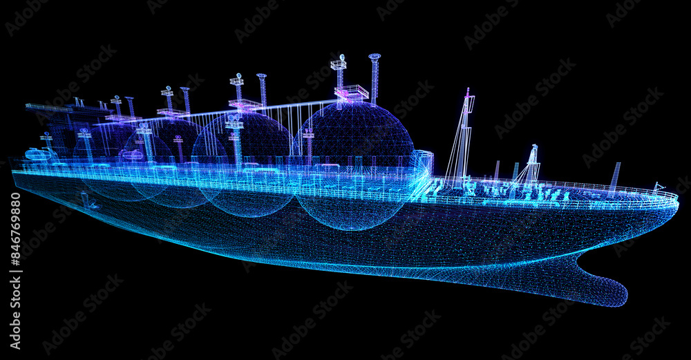 Oil tanker or gas carrier. Big ship designed to transport LPG Liquefied ...