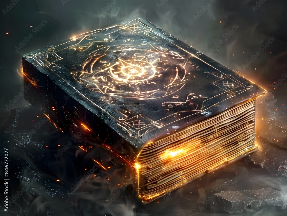Enchanted Spellbook with Glowing Runes and Mystical Pages for Fantasy ...