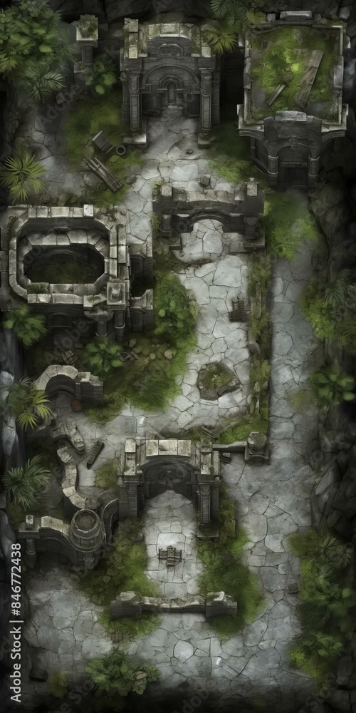 ภาพประกอบสต็อก DnD Battlemap Ruined Temple: majestic ancient ruins in a ...