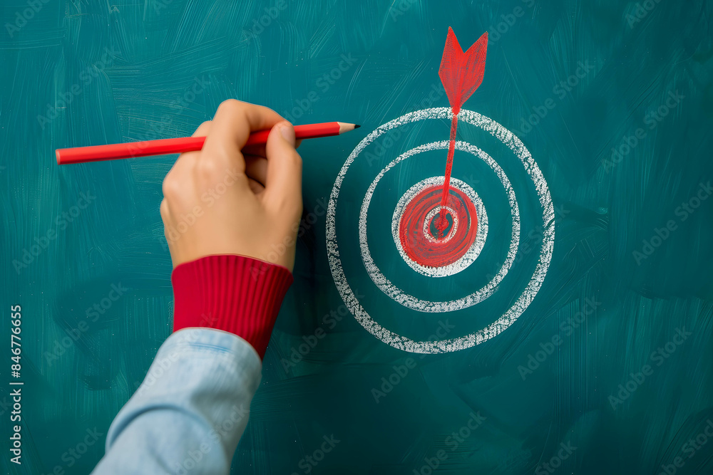 Setting life goals concept, a person writing questions on a whiteboard ...