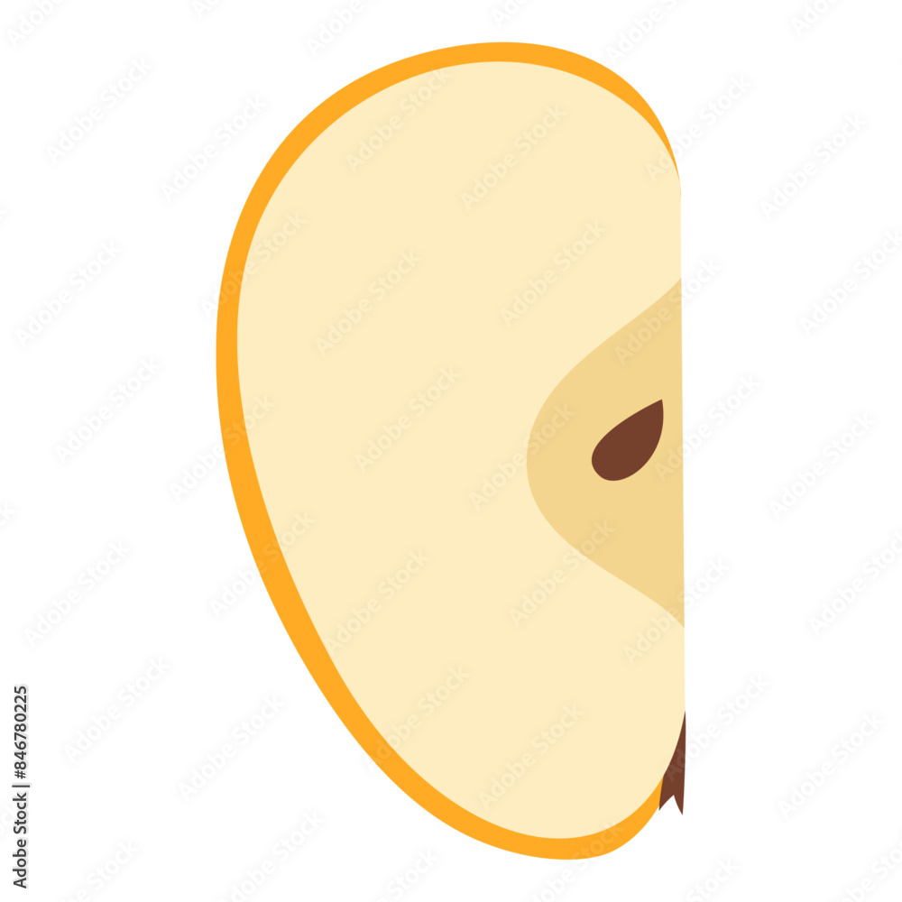 Fresh yellow apple slice icon. Healthy vegetarian snack, cut apple for ...