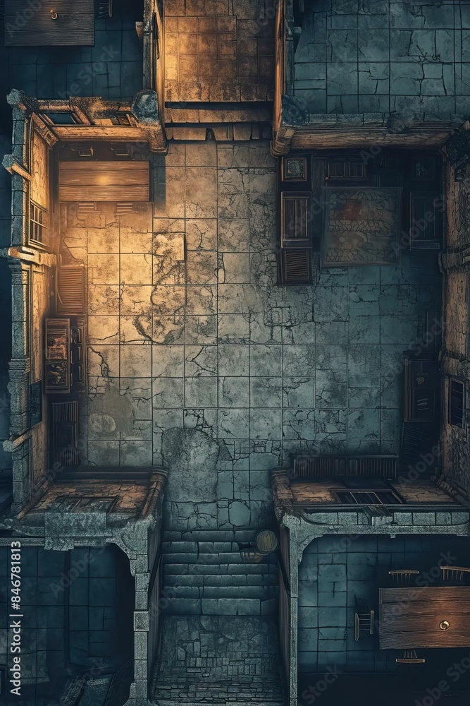 DnD Battlemap Shadow Corridor: Opened Door - A mysterious door in a ...