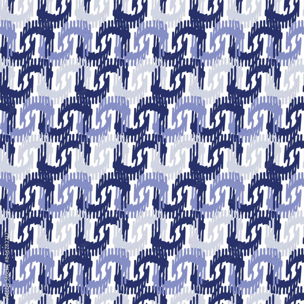Indigo blue stitch effect abstract vector seamless pattern background ...