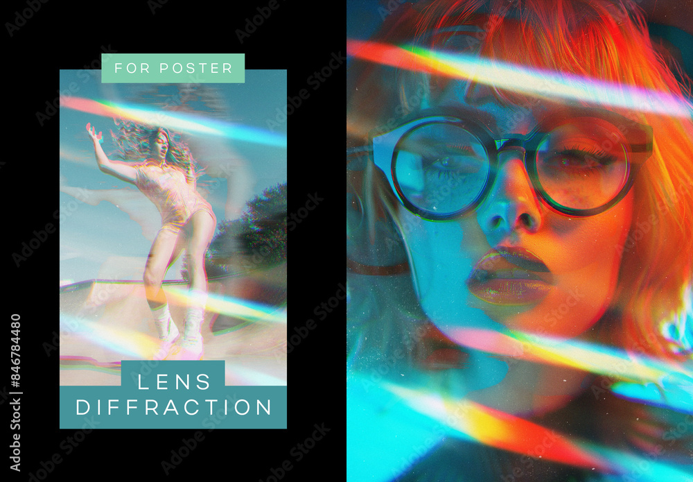 Lens Diffraction Poster Photo Effect Mockup With Generative Ai Stock Template Adobe Stock