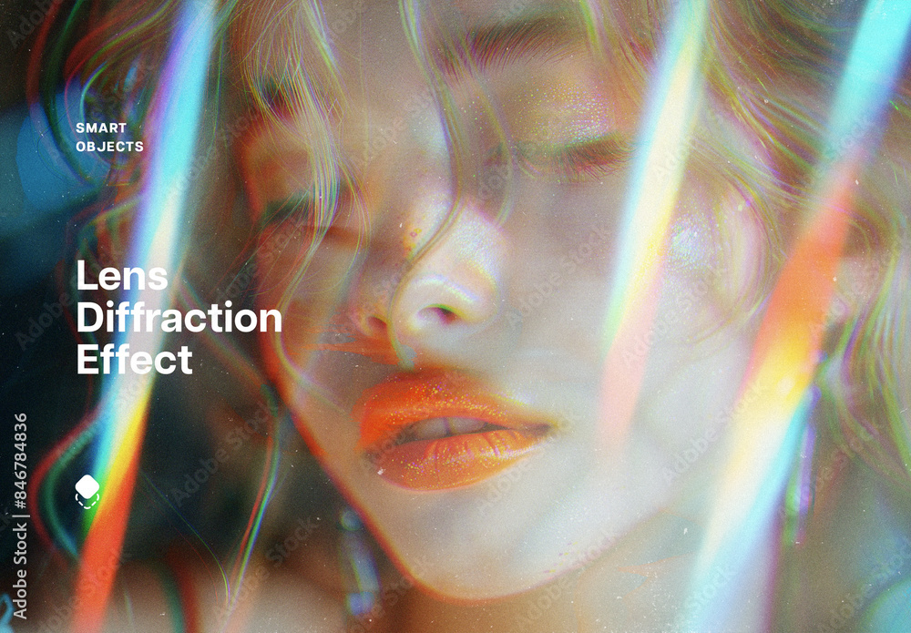 Lens Diffraction Photo Effect Mockup With Generative Ai Stock Template Adobe Stock