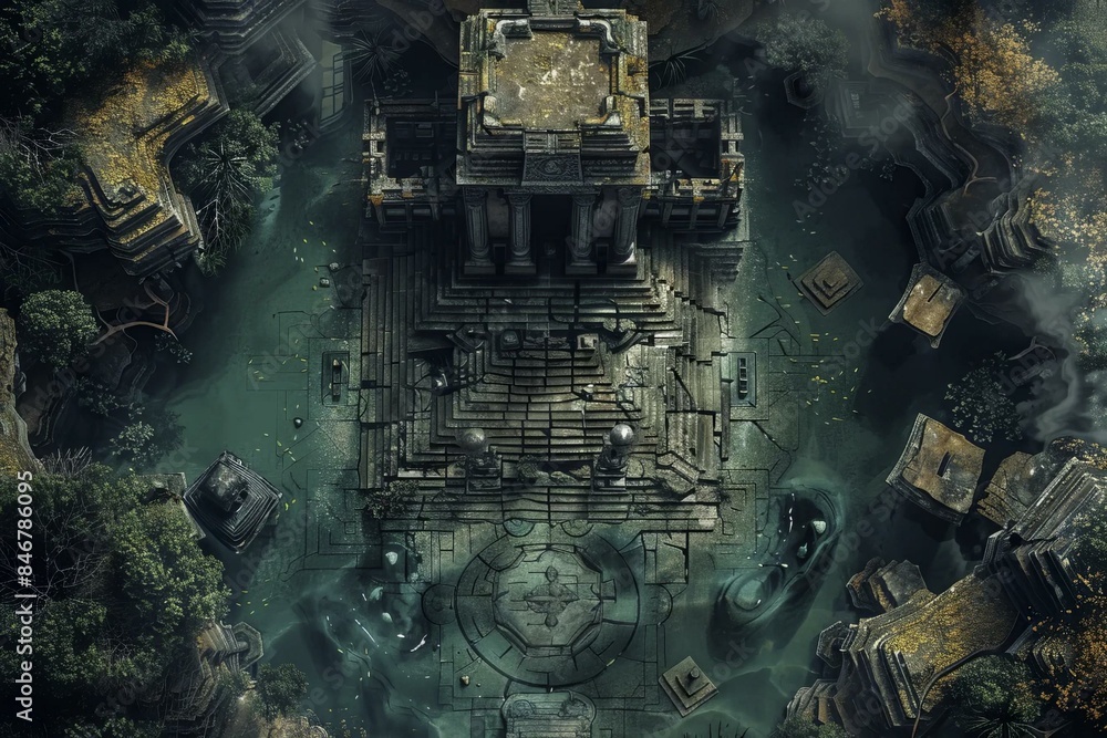 DnD Battlemap Sunken Temple Battlemap Stylish Sunset Theme - Summary ...