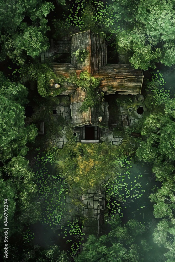 DnD Battlemap Toxic Swamp: Opened Doors. A dreary swamp landscape with ...