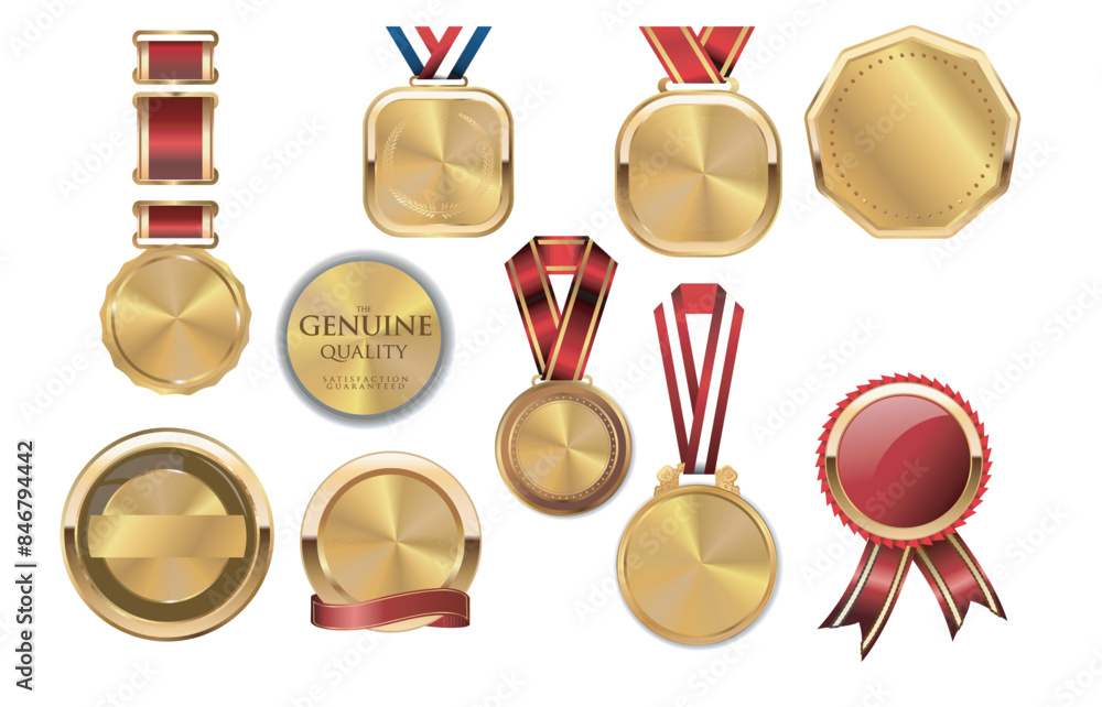 Vector Awards and Trophies collection, Set of Awards. Golden Silver and ...