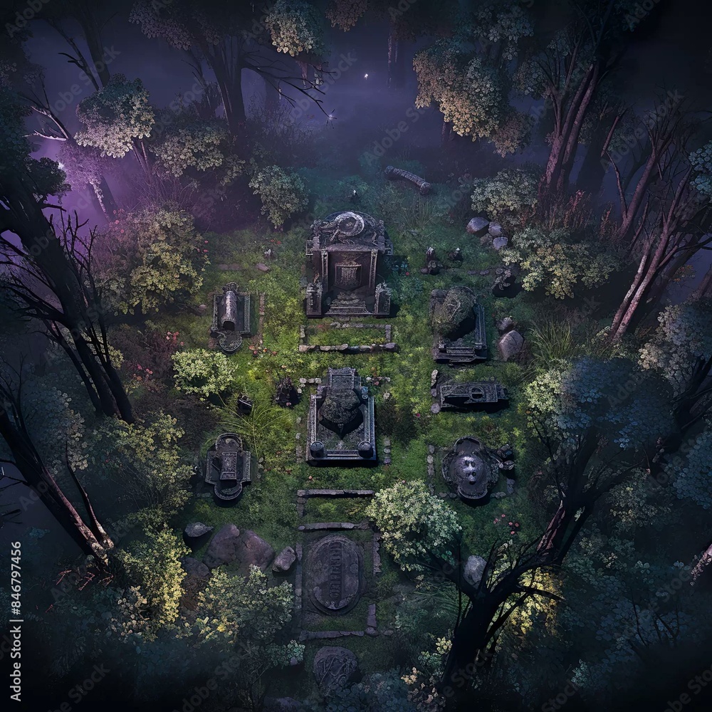DnD Battlemap Wailing Specter Lament - Eerie forest scene with spirits ...