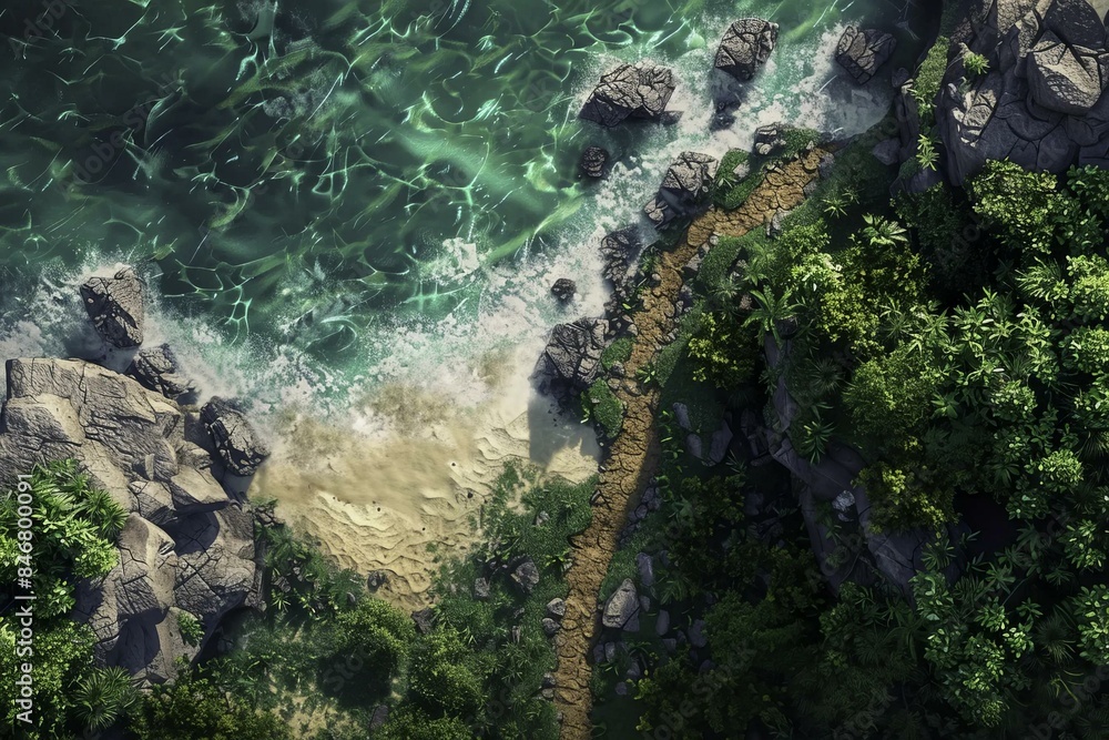 DnD Battlemap Windswept Cliff Path. Cliff path with wind-blown trees ...