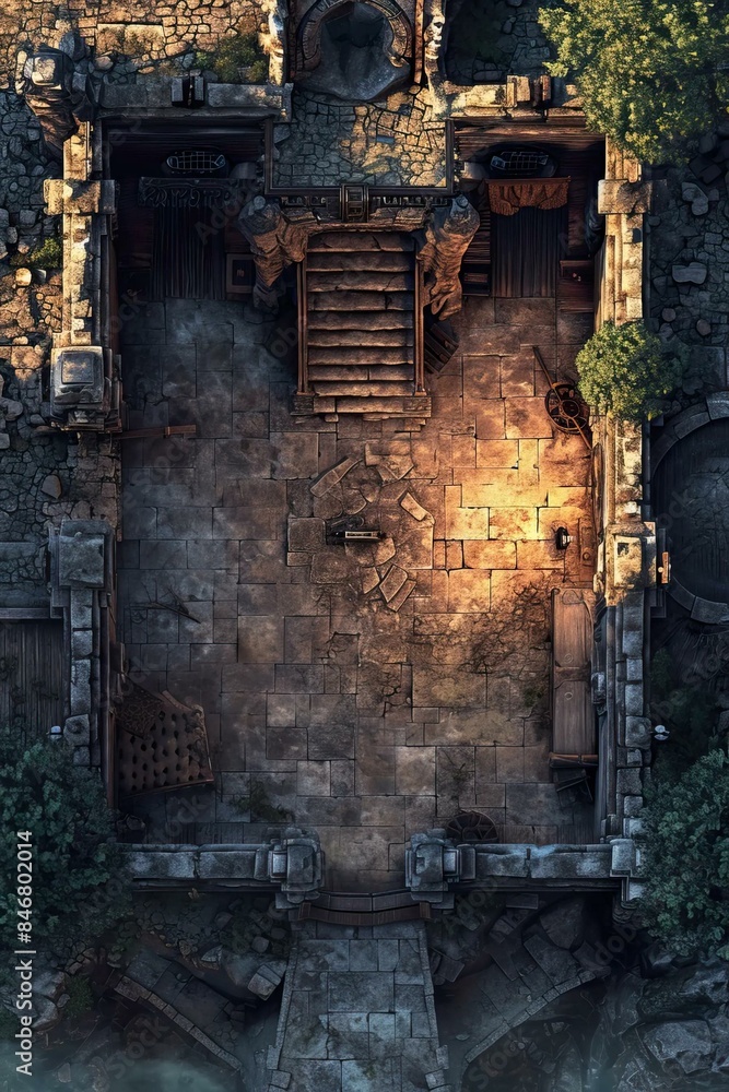 DnD Battlemap Wyvern Nest Battlemap avec portes ouvertes. ilustração do ...