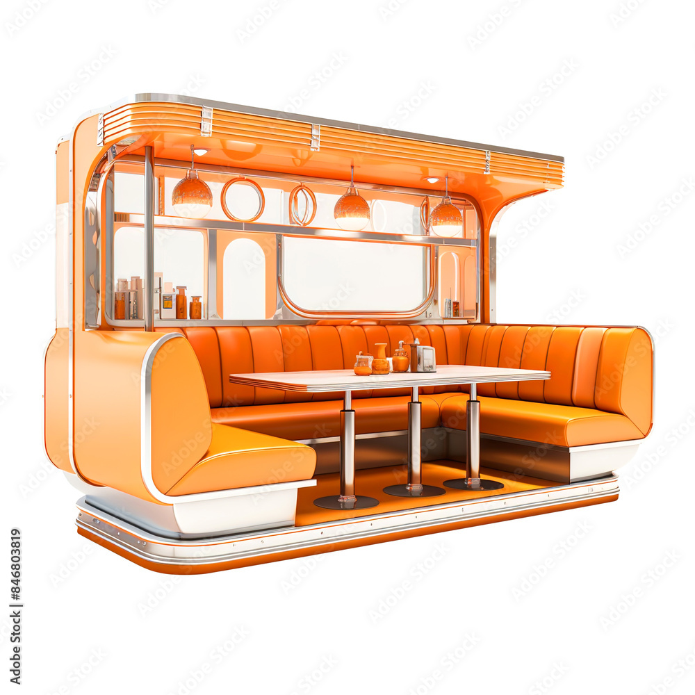 retro orange diner booth, isolated on transparent background Remove png ...