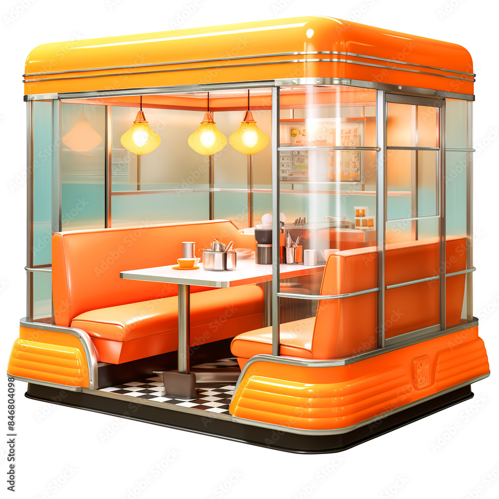 retro orange diner booth, isolated on transparent background Remove png ...