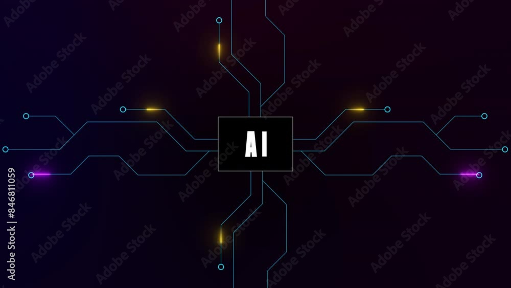 Animated circuit board background, 4k animation, Ai font, saber effect, abstract background ...